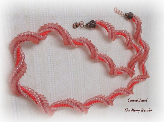 Long Spiral Beaded Rope Necklace 30 Adjustable Peach and - Etsy