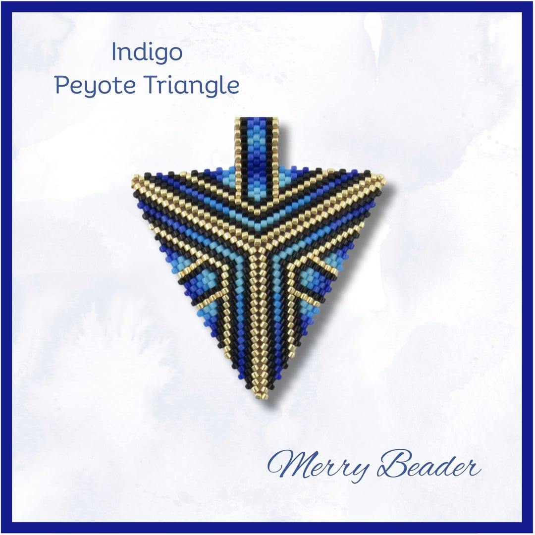 Peyote Stitch Triangle Indigo Pendant Pattern With Word Chart PDF ...