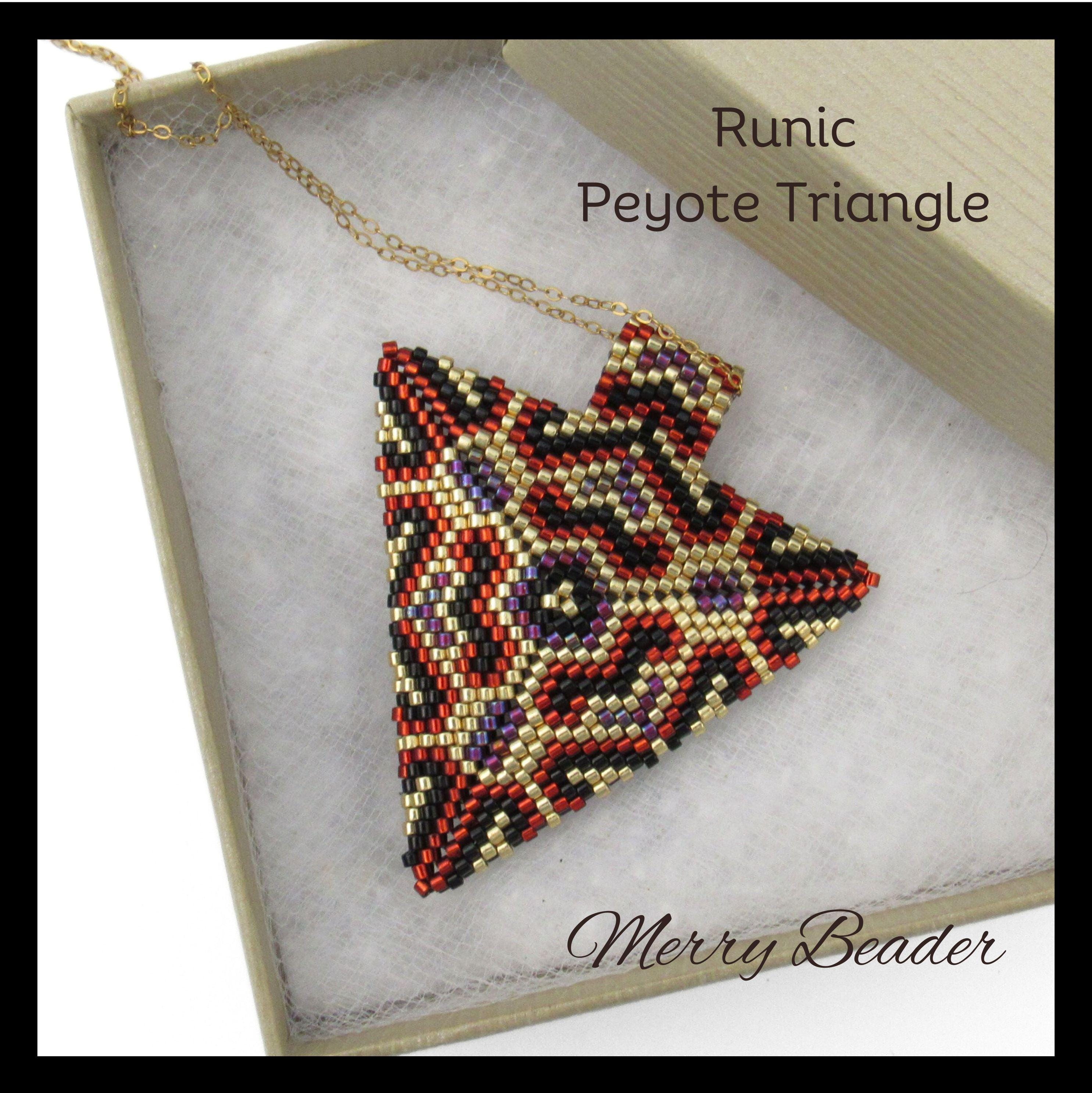 Tutorial Peyote Stitch Triangle Runic Pendant Pattern With Word Chart ...