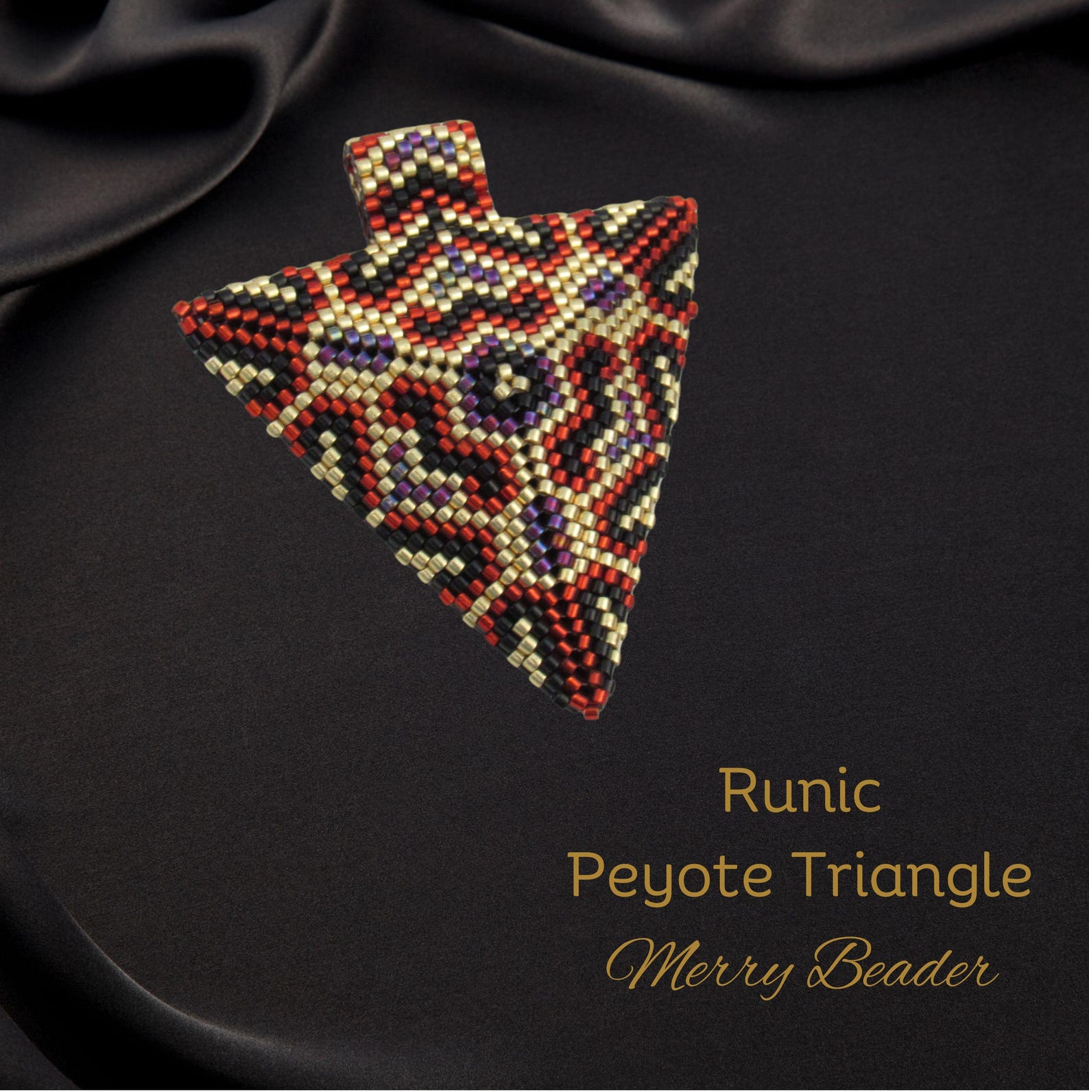 Tutorial Peyote Stitch Triangle Runic Pendant Pattern With Word Chart ...