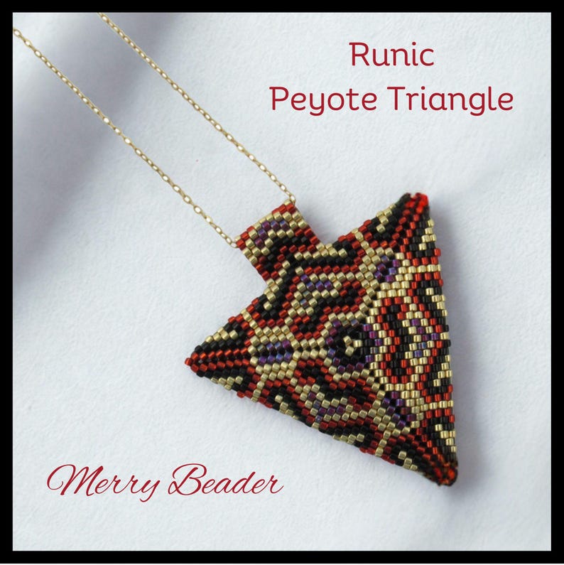 Tutorial Peyote Stitch Triangle Runic Pendant Pattern With Word Chart ...