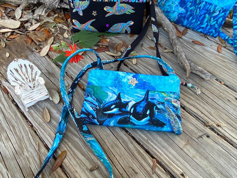 Purse With Cross Over Strap Sea Turtles Dolphins Whales Made - Etsy
