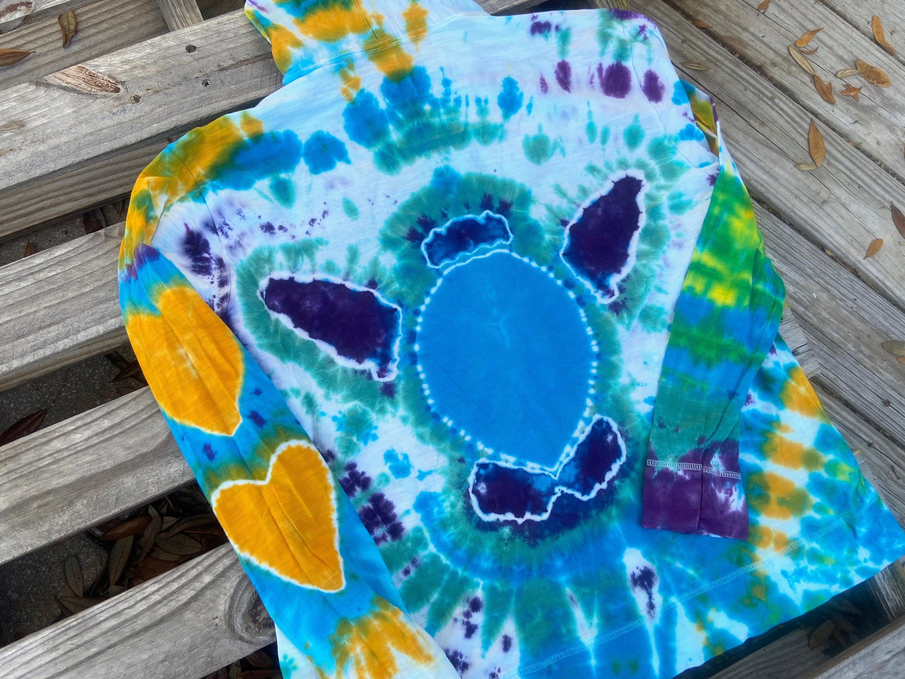 Sea Turtle Tie Dye Full Zip Ladies Cut Light Weight Hoodie Designed ...