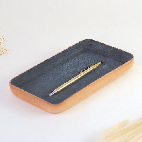 Leather Valet Tray Medium. Navy Suede Interior. Organizing | Etsy