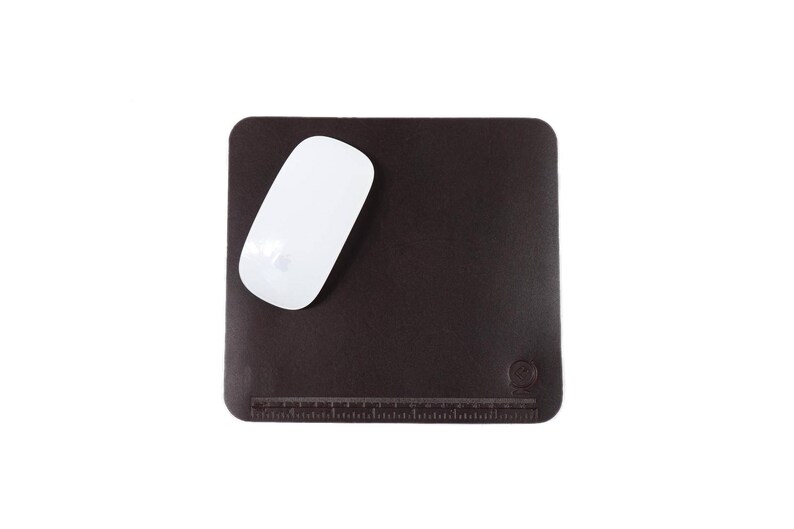 Top Grain Brown Leather Mousepad with Ruler Emboss. Beautify | Etsy