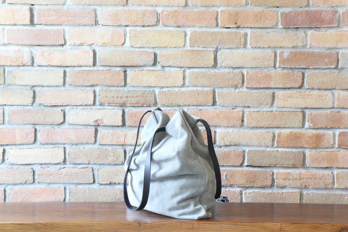 Grey Suede Leather Tote Bag for Minimalist. Simple but - Etsy