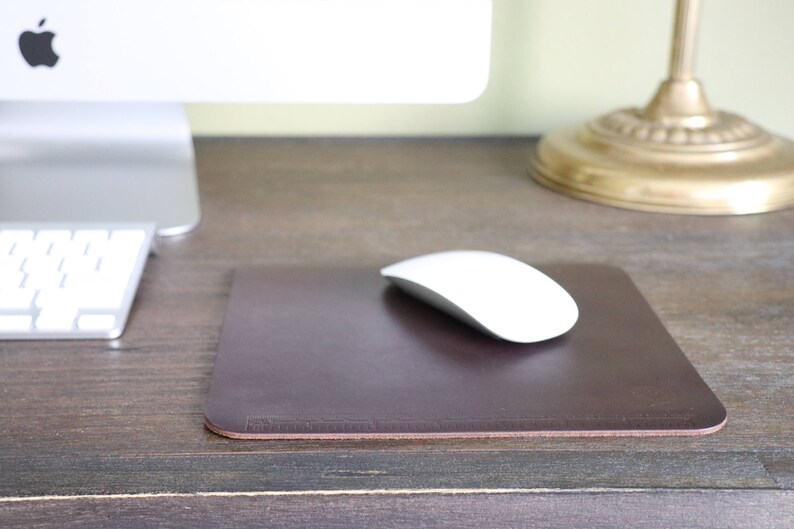 Top Grain Brown Leather Mousepad with Ruler Emboss. Beautify | Etsy