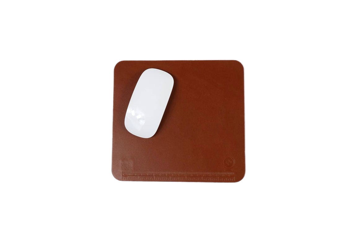 Top Grain Light Brown Leather Mousepad With Ruler Emboss. - Etsy