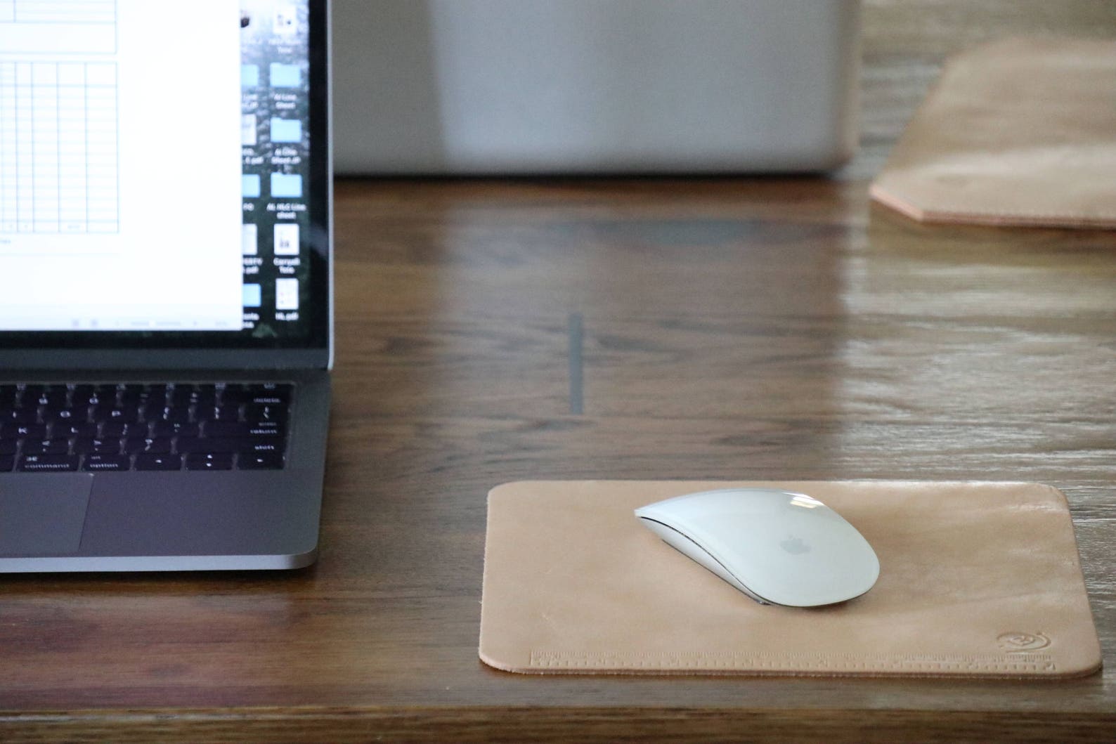 Full Grain Natural Vegetable Tanned Leather Mousepad With Ruler Emboss ...