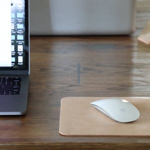 Full Grain Natural Vegetable Tanned Leather Mousepad With Ruler Emboss ...