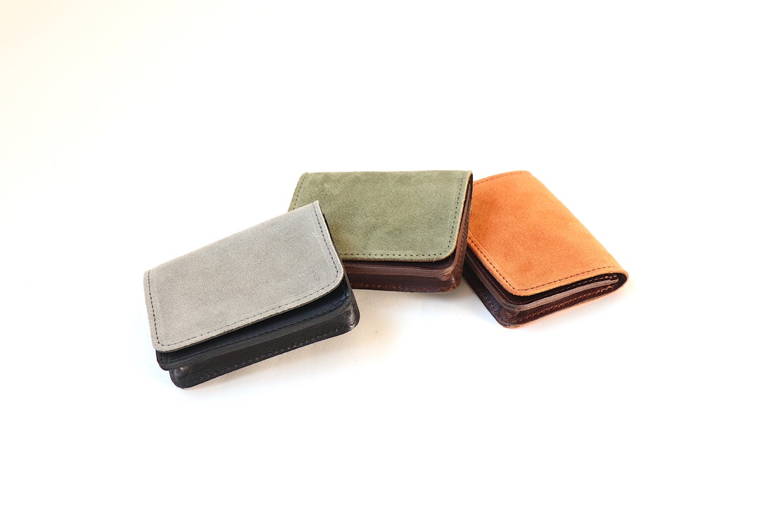 Minimalist Pocket Wallet. Suede Leather Wallet. Leather Card Wallet ...