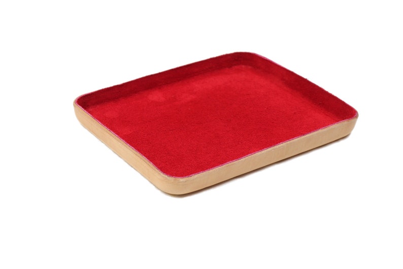 Leather Valet Tray Large. Red Suede Interior. Organizing | Etsy