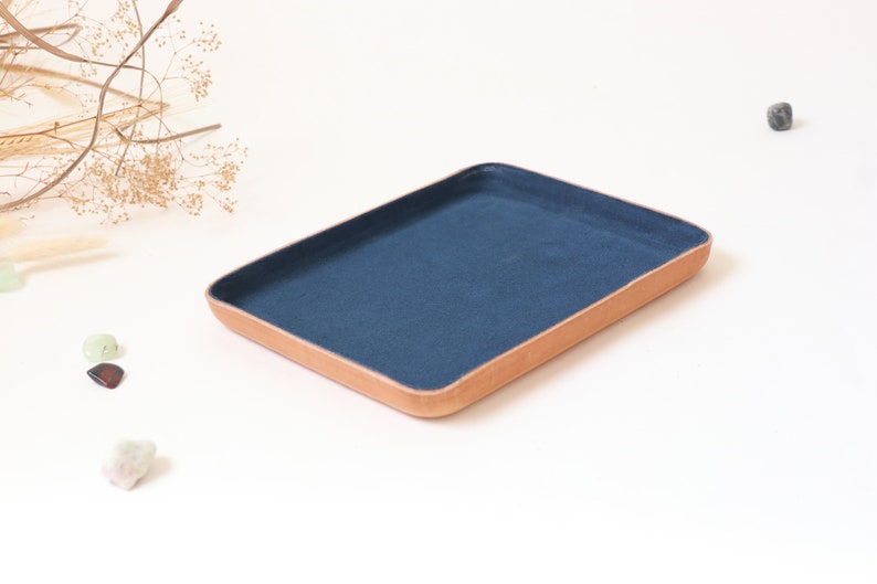Leather Valet Tray Large. Navy Suede Interior. Perfect for - Etsy