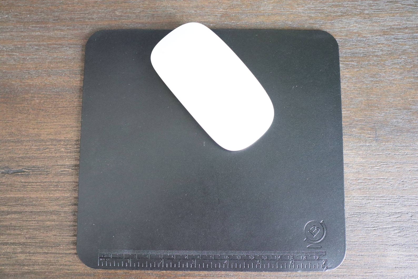 Top Grain Black Leather Mousepad With Ruler Emboss. Beautify Your Desk ...