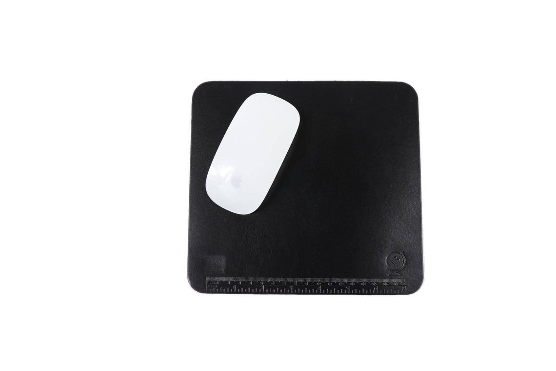 Top Grain Black Leather Mousepad With Ruler Emboss. Beautify Your Desk ...
