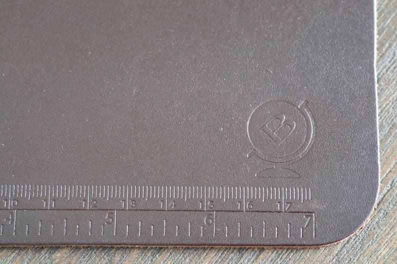 Top Grain Brown Leather Mousepad with Ruler Emboss. Beautify | Etsy