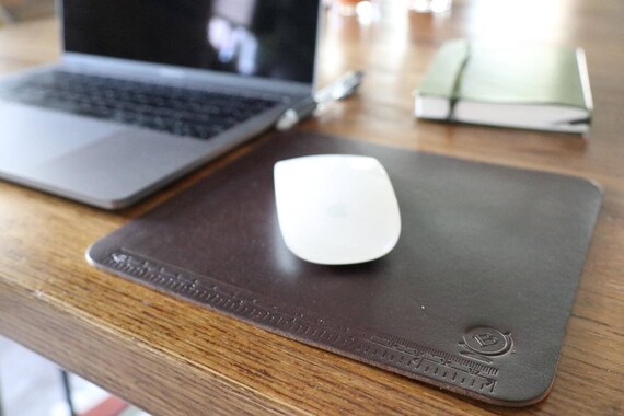 Top Grain Brown Leather Mousepad With Ruler Emboss. Beautify - Etsy