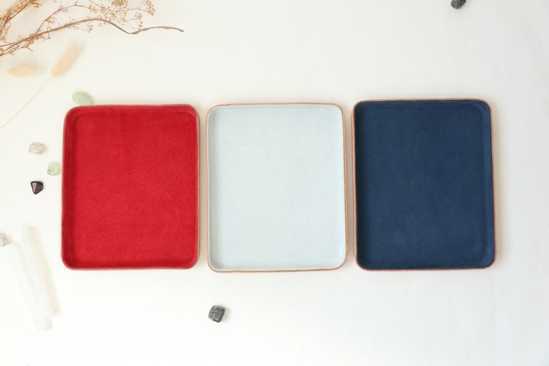 Leather Valet Tray Large. Navy Suede Interior. Perfect for - Etsy