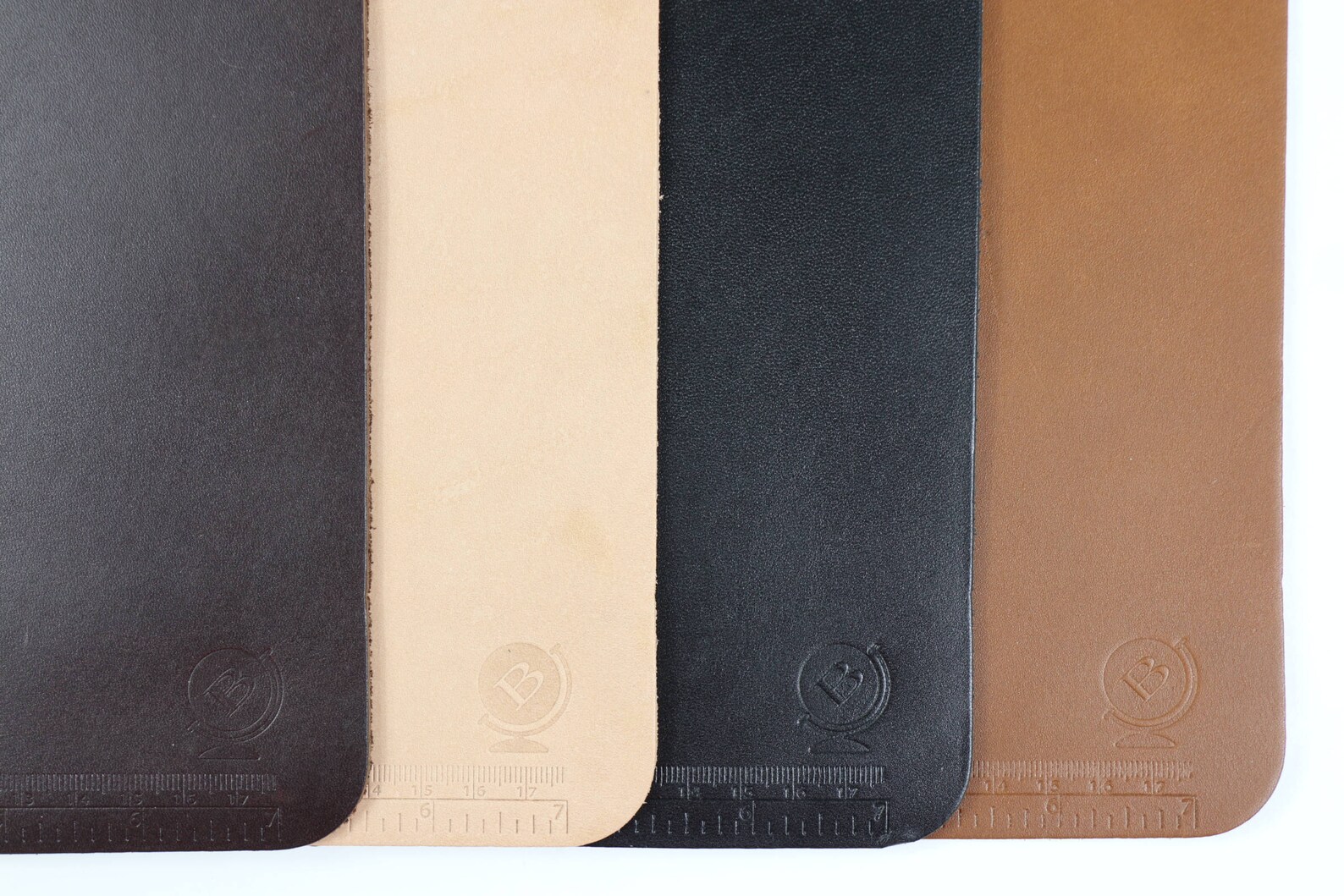 Top Grain Light Brown Leather Mousepad With Ruler Emboss. - Etsy