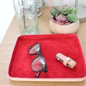 Leather Valet Tray Large. Red Suede Interior. Organizing Accessories to ...