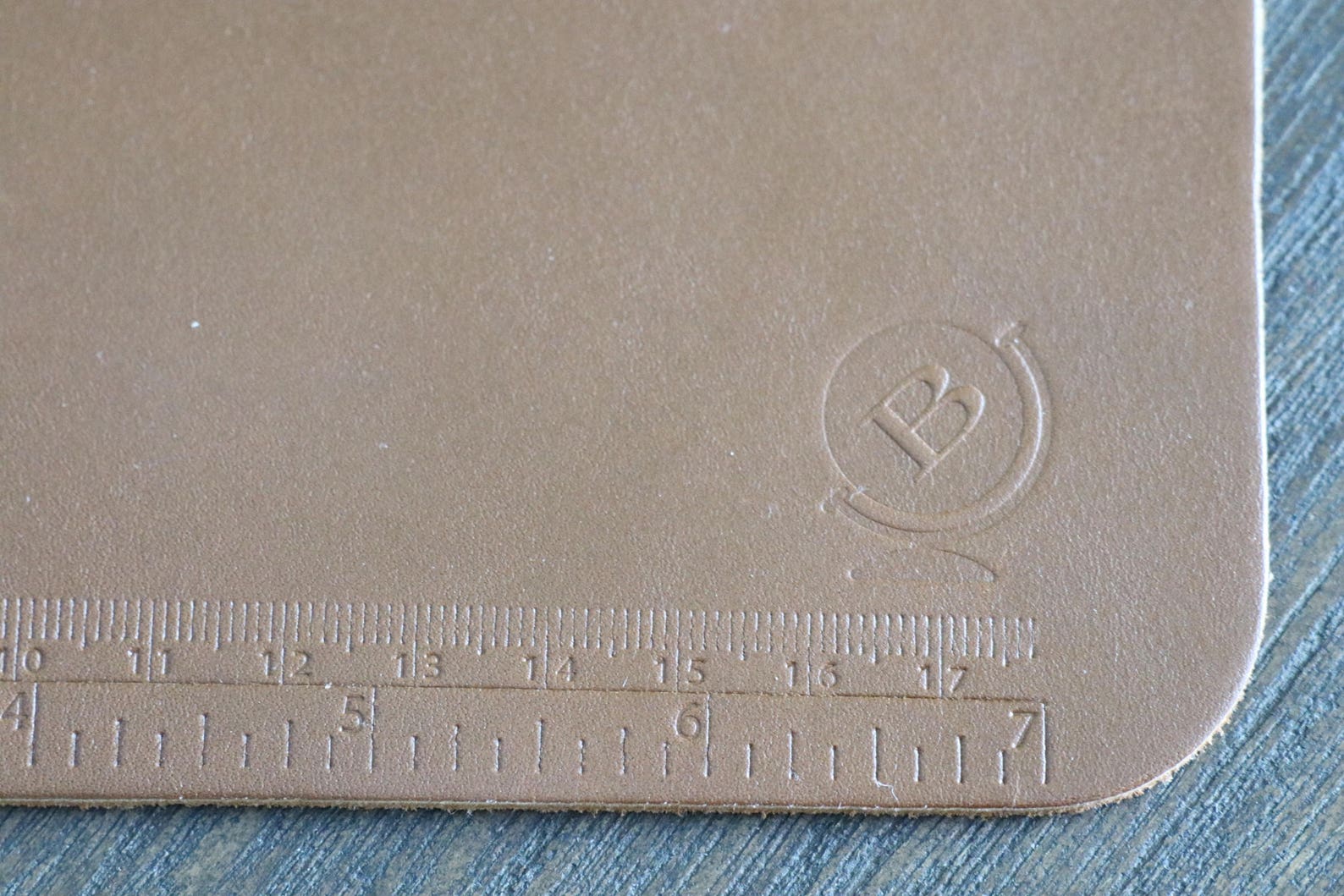 Top Grain Light Brown Leather Mousepad With Ruler Emboss. - Etsy