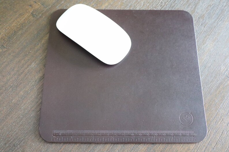 Top Grain Brown Leather Mousepad with Ruler Emboss. Beautify | Etsy