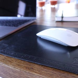Top Grain Black Leather Mousepad With Ruler Emboss. Beautify Your Desk ...