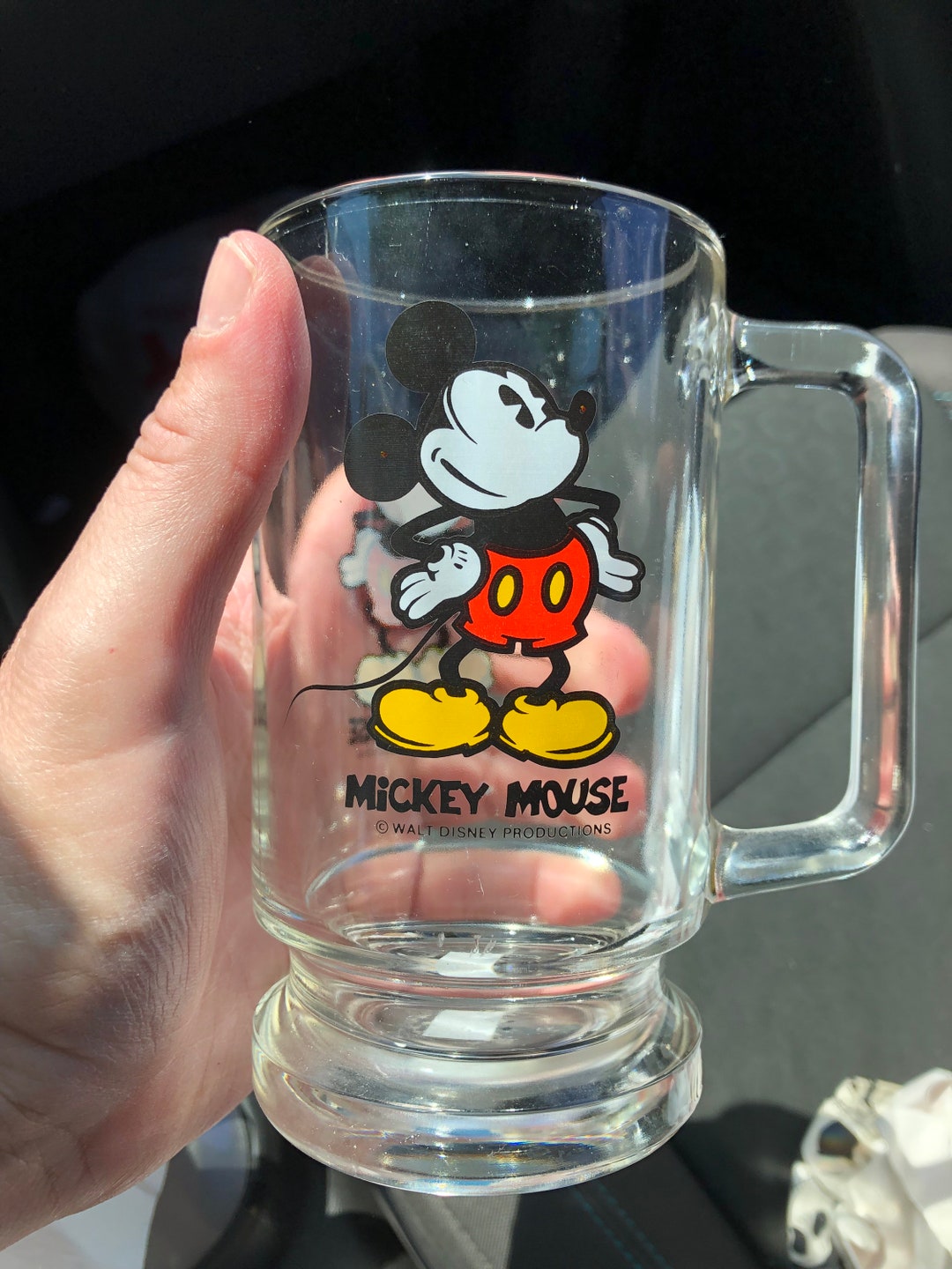 Vintage Disney Mickey Mouse Glass Beer Mug Gently Used - Etsy