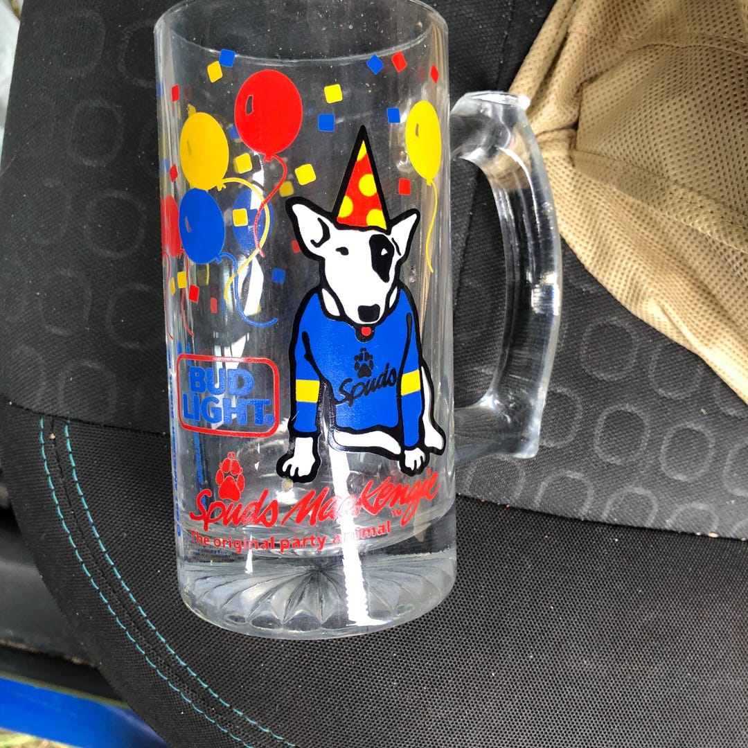 Vintage 1980s Spuds Mackenzie Bud Light Beer Glass Mug - Etsy