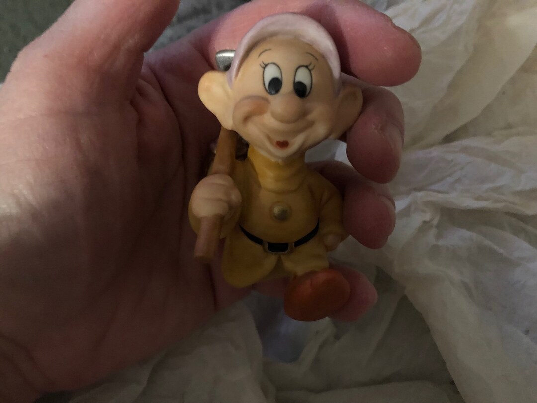 Vintage Disney Snow Whites Dopey Figure With Pick Ax and Lantern on End ...