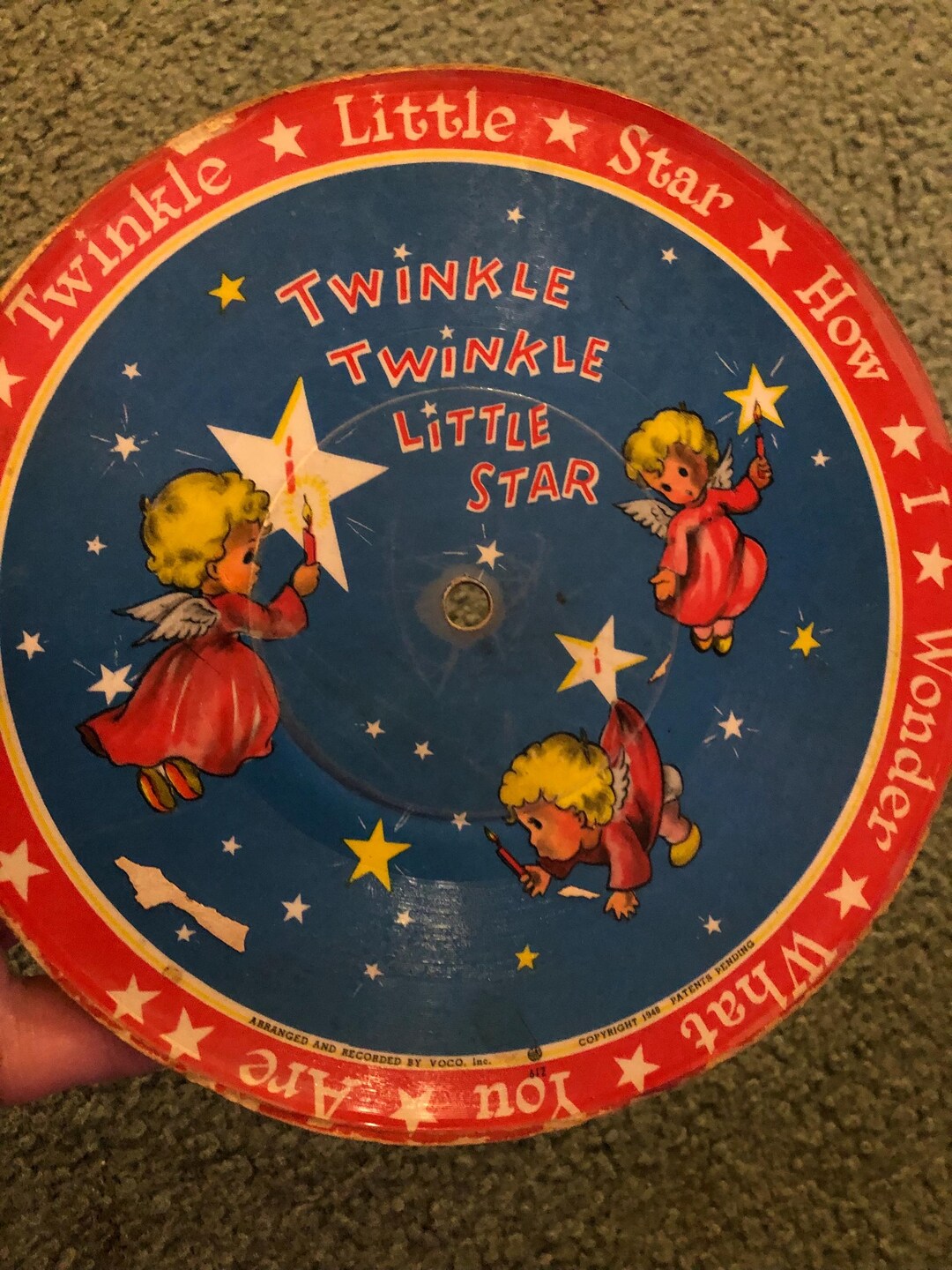 Vintage Cardboard Record 1940s/1950s 2 Sided Twinkle Twinkle Little ...