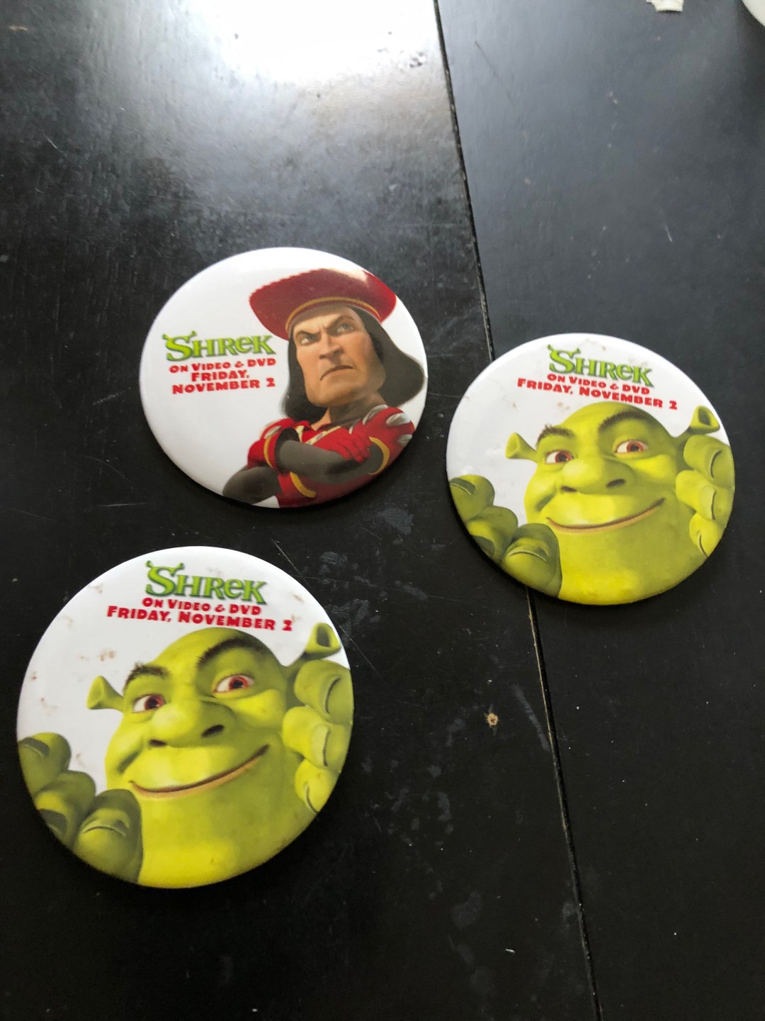 Lot of 3 Vintage Shrek Promotional Pins 2 of Shrek 1 Farquaad - Etsy