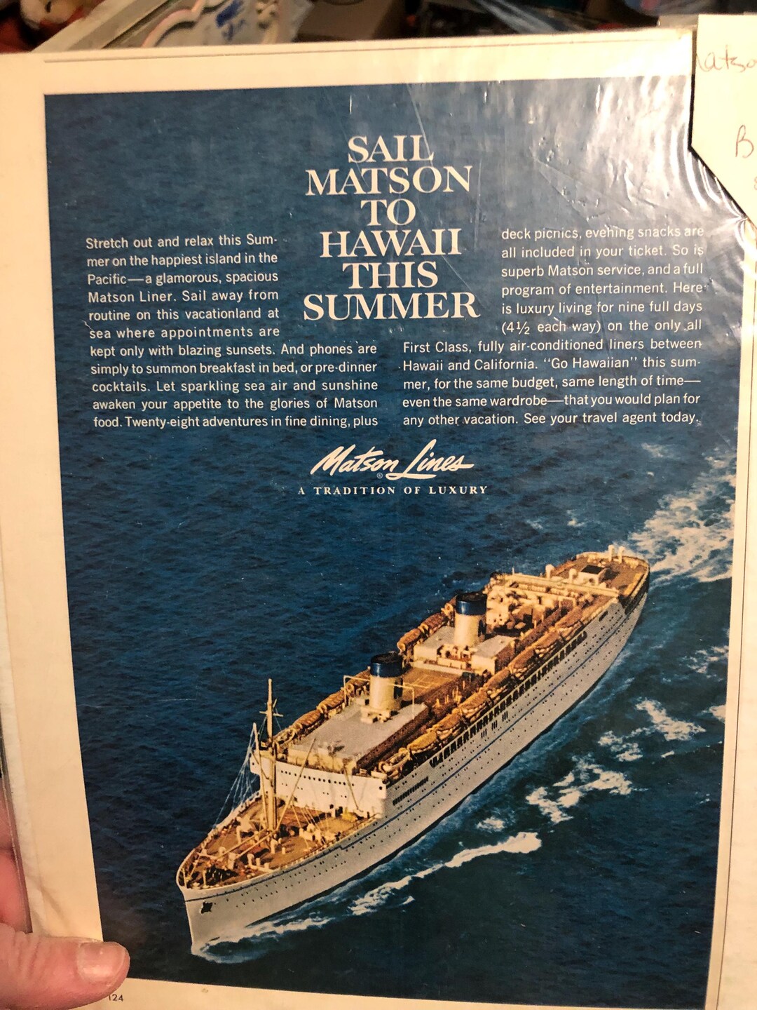 Vintage 1961 Matson Line Ship Ad Advertisement Ephemera - Etsy
