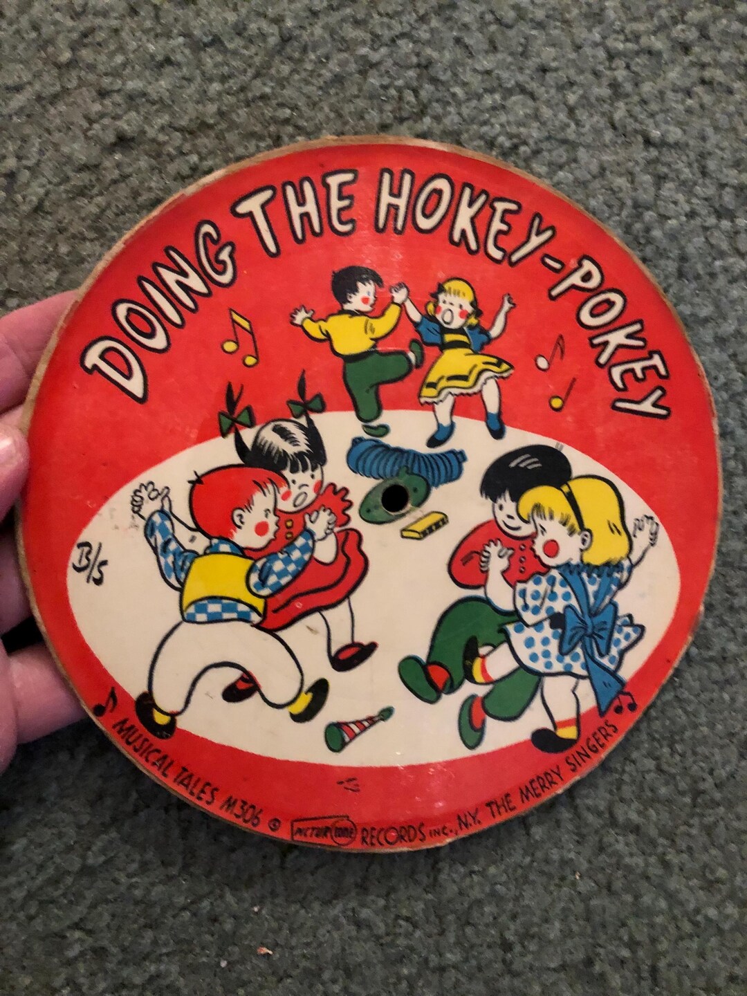 Vintage Cardboard Record 1940s 1950s 2 Sided Hokey Pokey on One Side ...