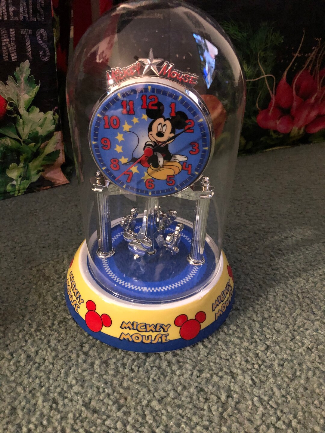 Vintage Mickey Mouse Mickey Head Pendulum Clock With Glass Dome - Etsy