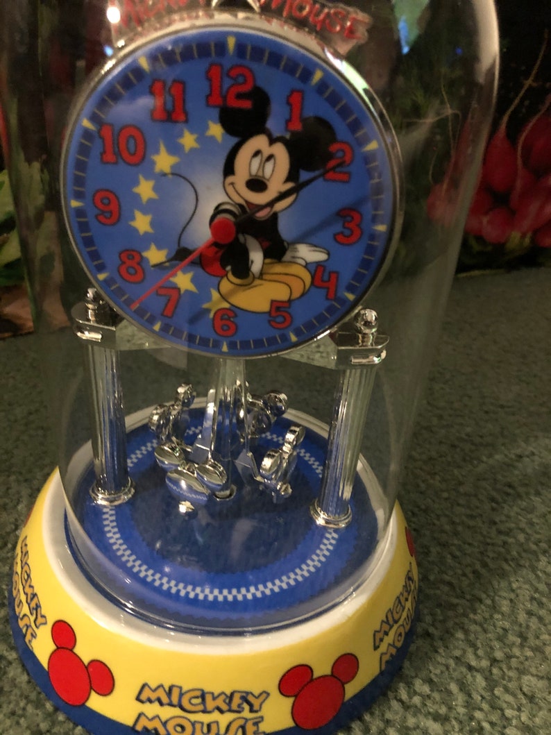 Vintage Mickey Mouse Mickey Head Pendulum Clock With Glass Dome - Etsy