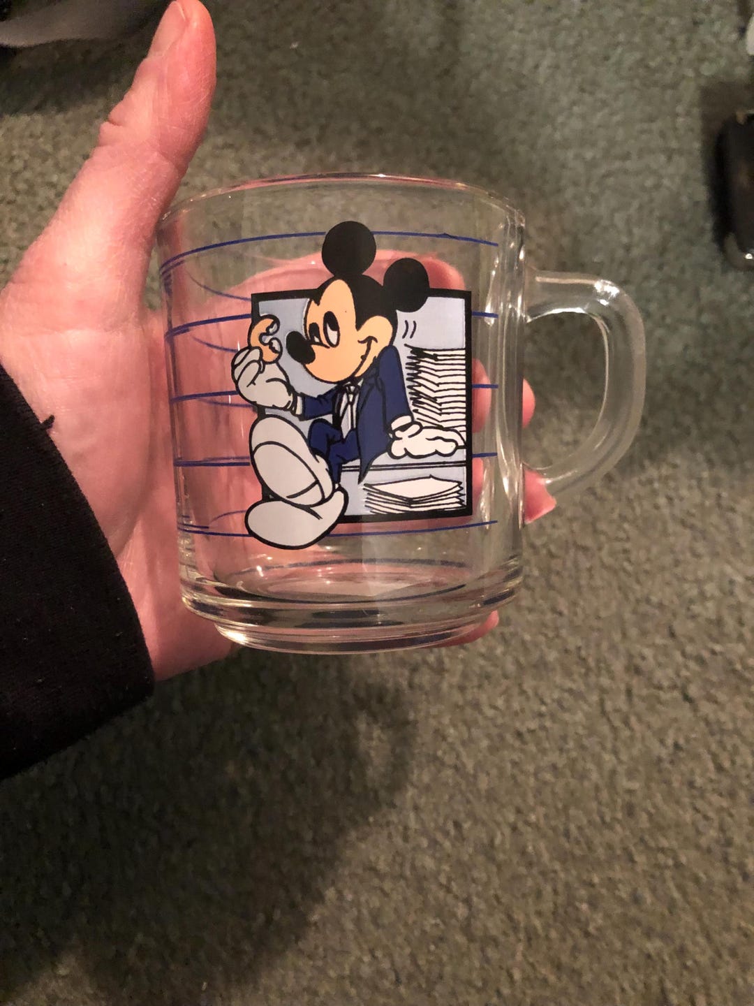Vintage Disney Mickey Mouse Break Time Glass Mug Gently Used - Etsy