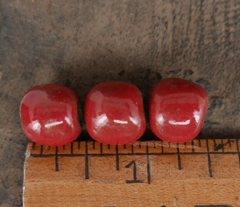 Stoneware Ceramic Round Beads Red Handmade Pottery | Etsy