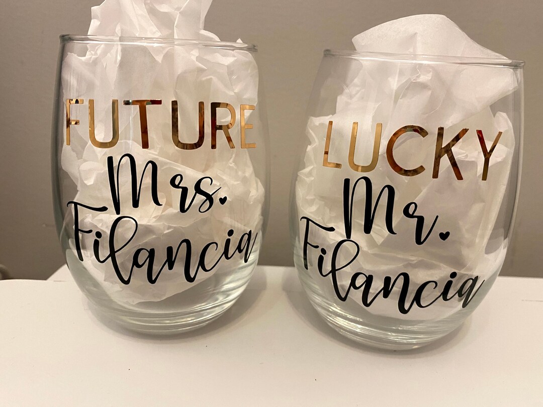 Personalized Engagement Wine Glasses, Future Mrs. & Mr., Set of 2 - Etsy