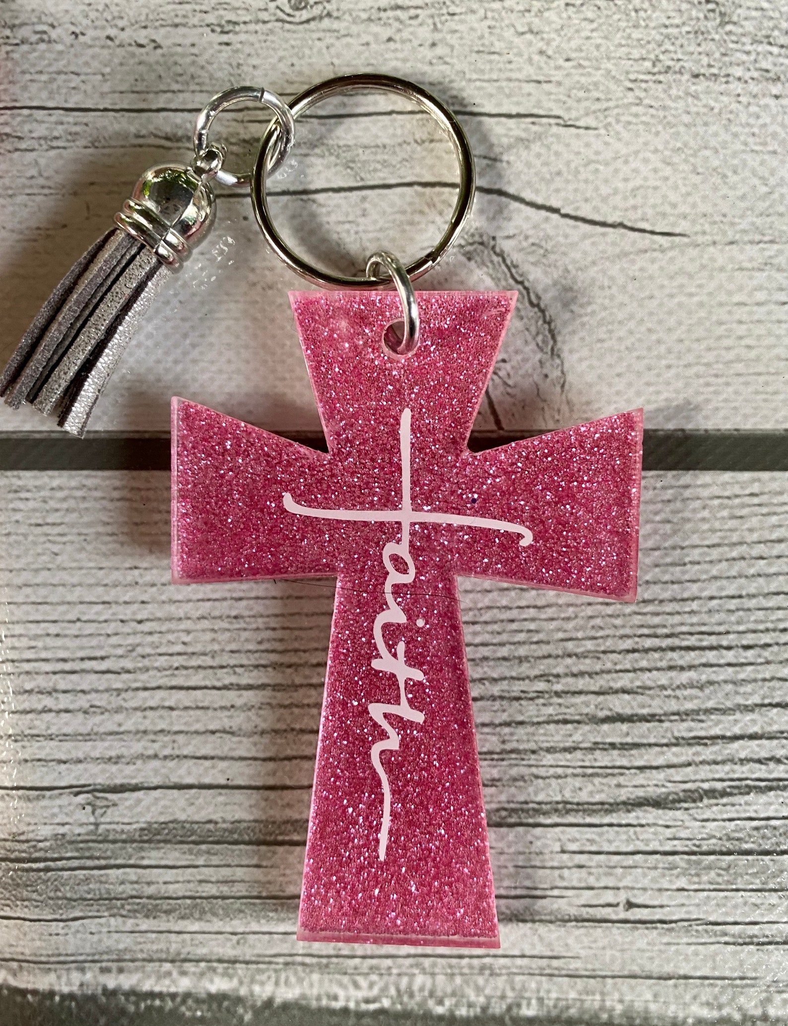 Glitter Faith Cross Shaped Keychain, Great Gift for Anyone, Perfect for ...