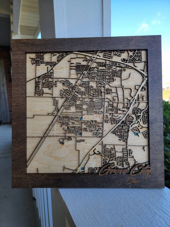 City Map. Wooden Layered City Map. - Etsy