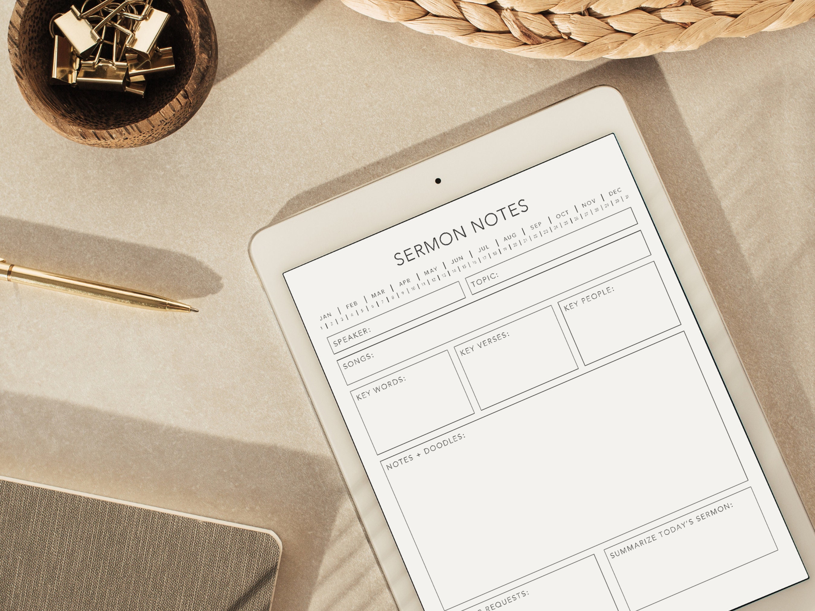 Church Sermon Notes - Digital & Printable - Letter, A4, A5 - Goodnotes ...