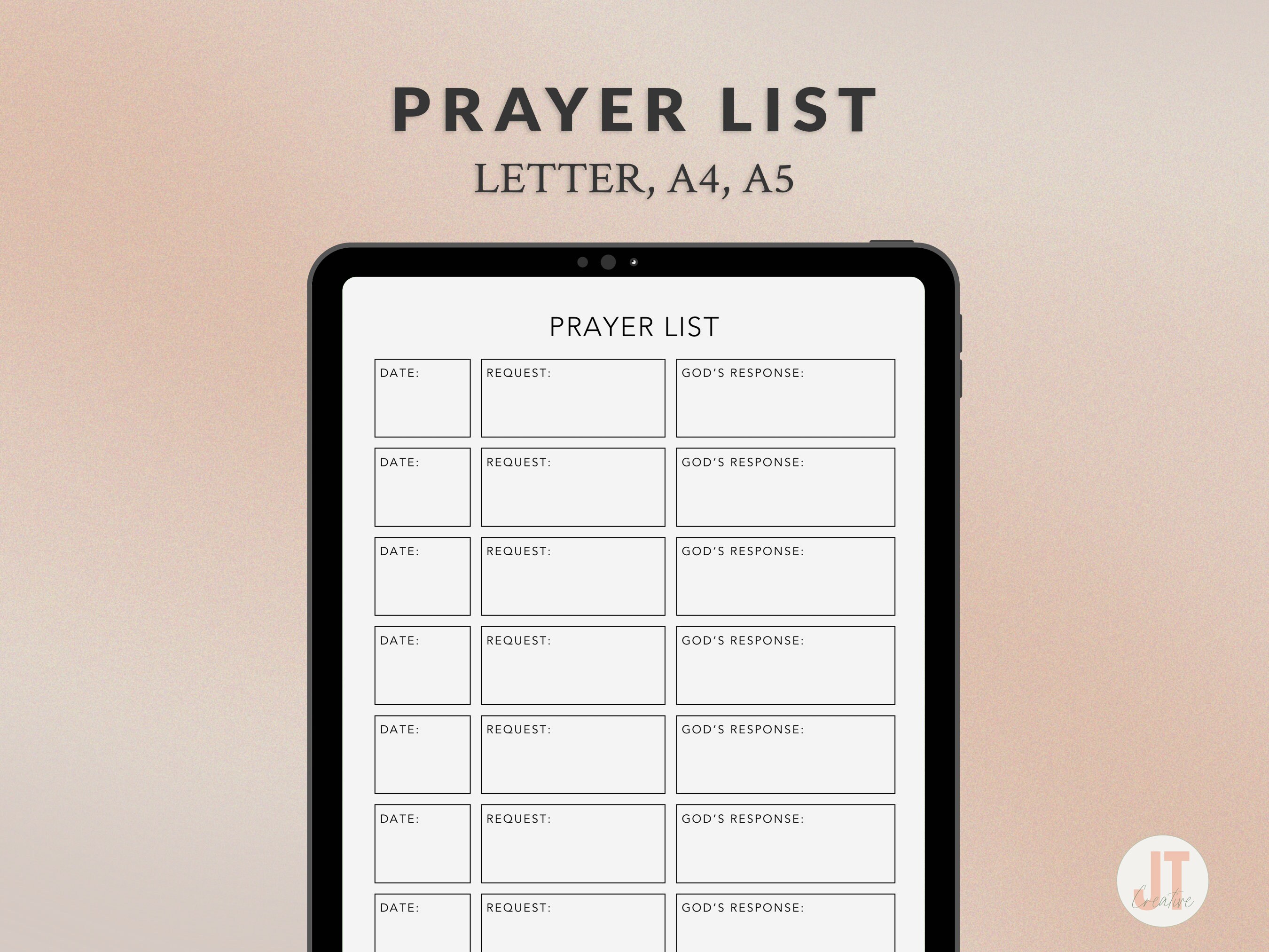 Prayer List Notes - Digital & Printable - Letter, A4, A5 - Goodnotes ...