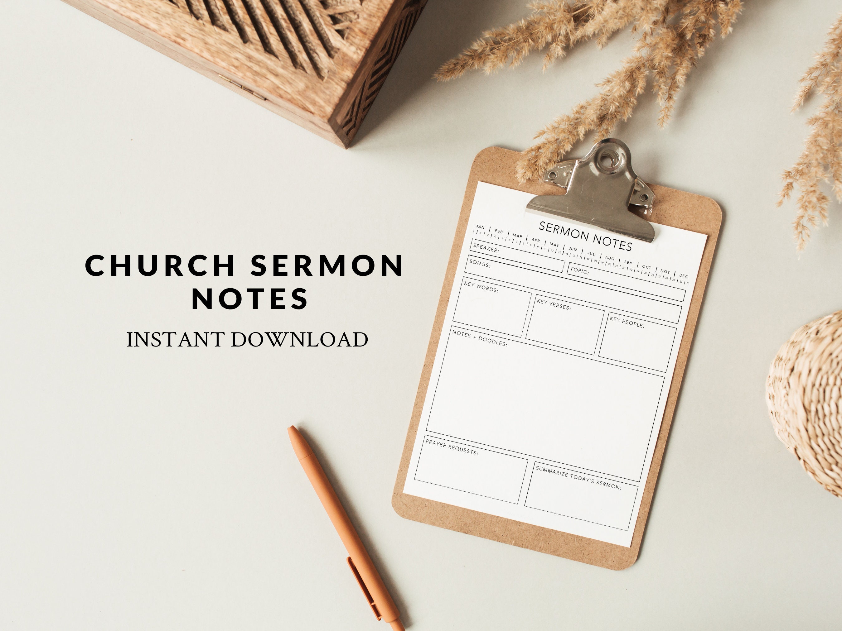 Church Sermon Notes - Digital & Printable - Letter, A4, A5 - Goodnotes ...