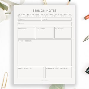 Church Sermon Notes - Digital & Printable - Letter, A4, A5 - Goodnotes ...
