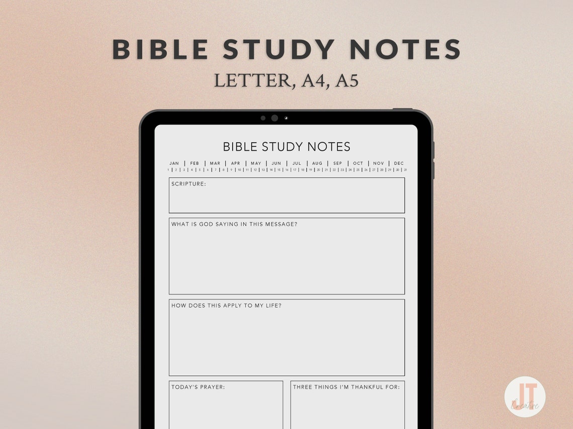 Bible Study Notes - Digital & Printable - Letter, A4, A5 - Goodnotes ...