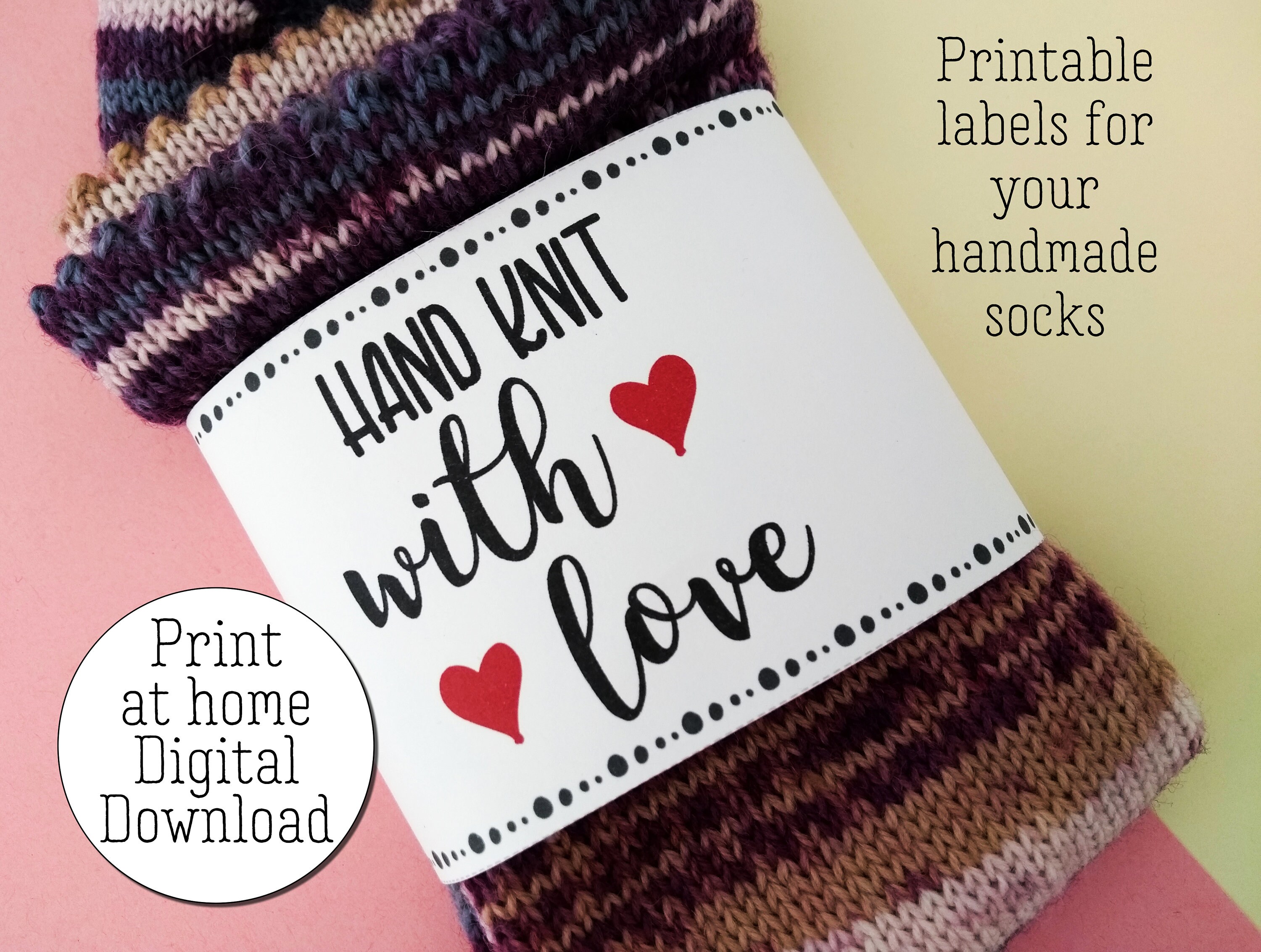 Sock Label Sock Band Printable Instant Digital Download Etsy