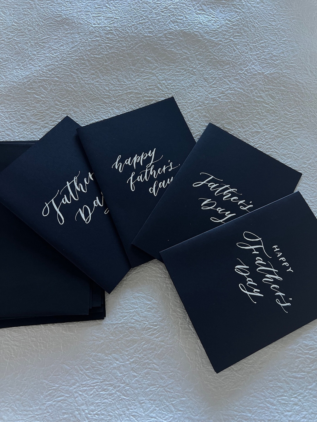 Happy Father’s Day Black Card and Envelope Set - White Calligraphy ...