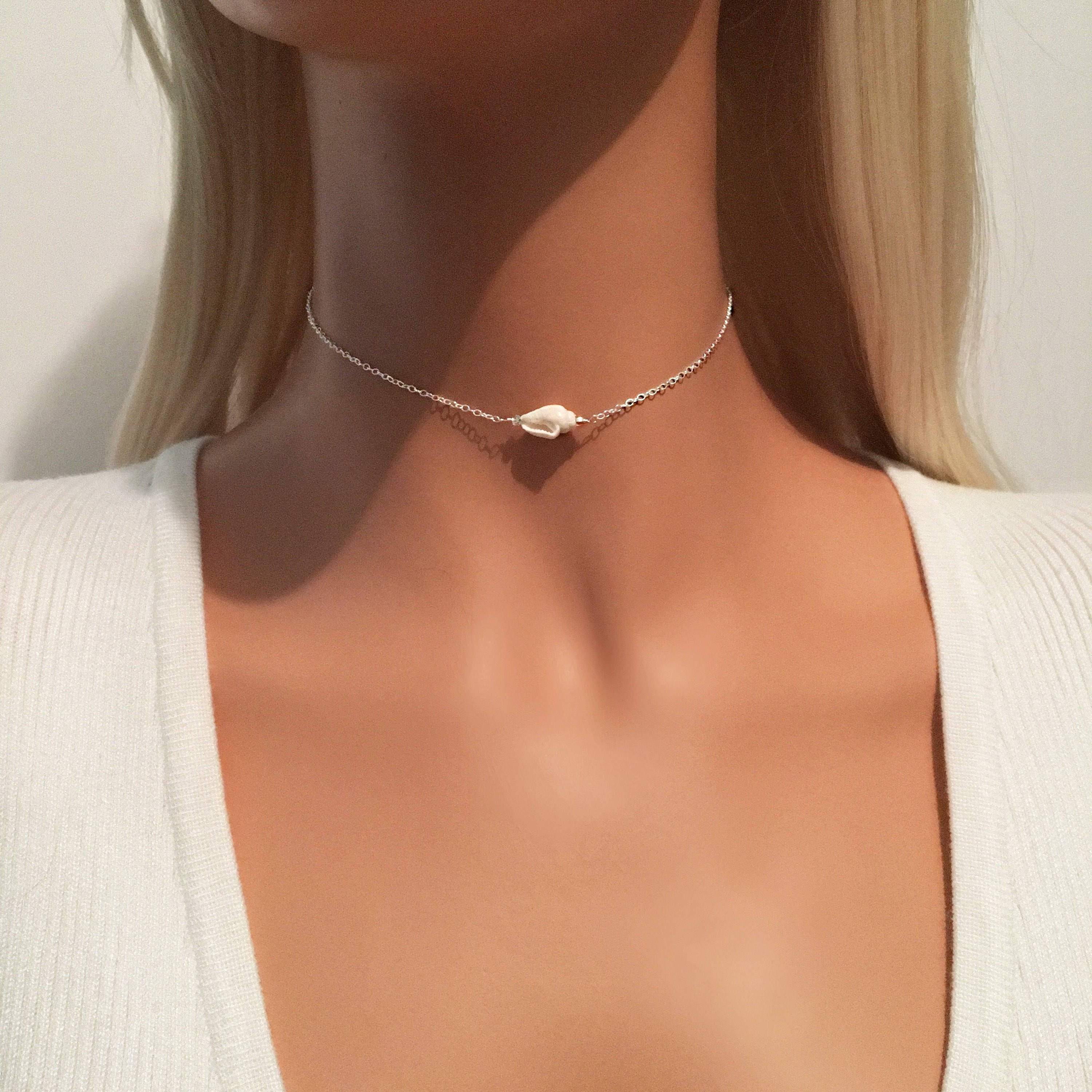 Shell Choker Necklace Beach Choker White Choker Necklace | Etsy