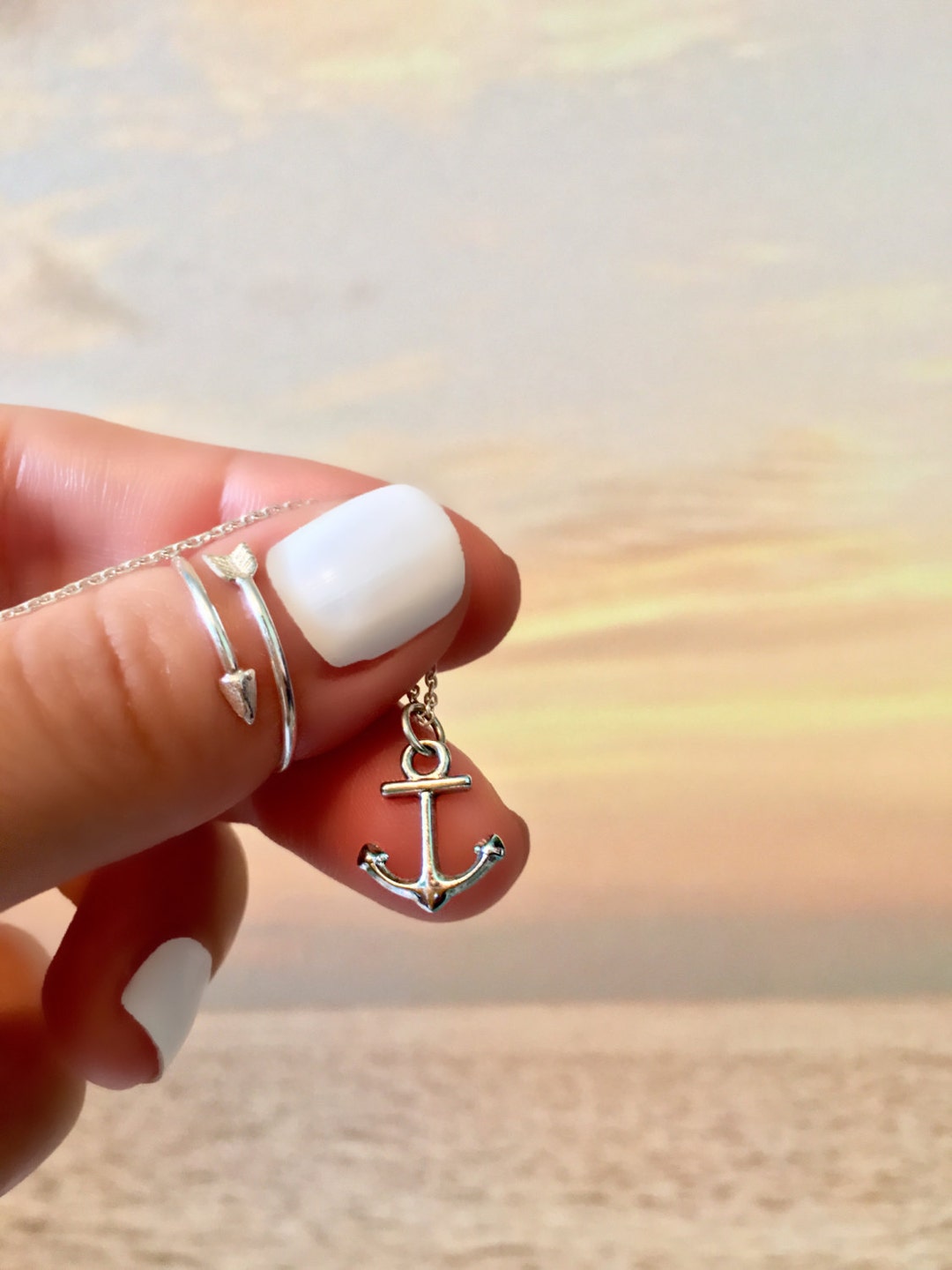 Anchor Necklace - Sterling Silver Anchor Necklace - Nautical Charm ...
